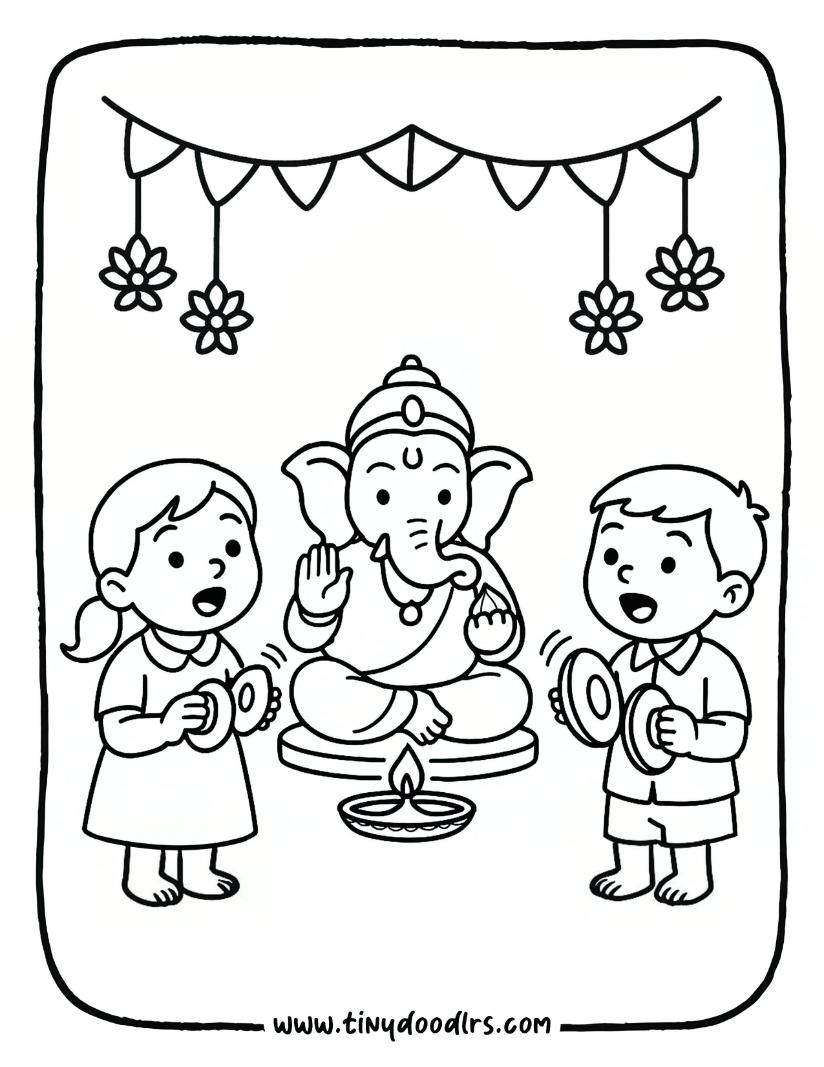 10+ Easy Ganesha Drawing Ideas And Coloring Pages For Kids