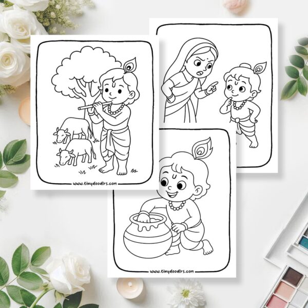 20+ Adorable Little Krishna Drawing Ideas With Printable Coloring Pages