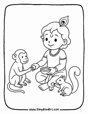 20+ Adorable Little Krishna Drawing Ideas With Printable Coloring Pages