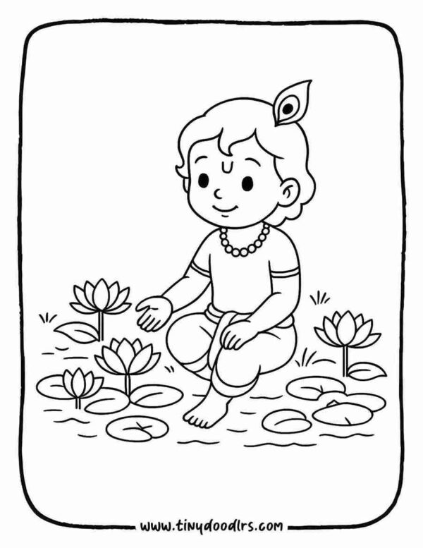 20+ Adorable Little Krishna Drawing Ideas With Printable Coloring Pages