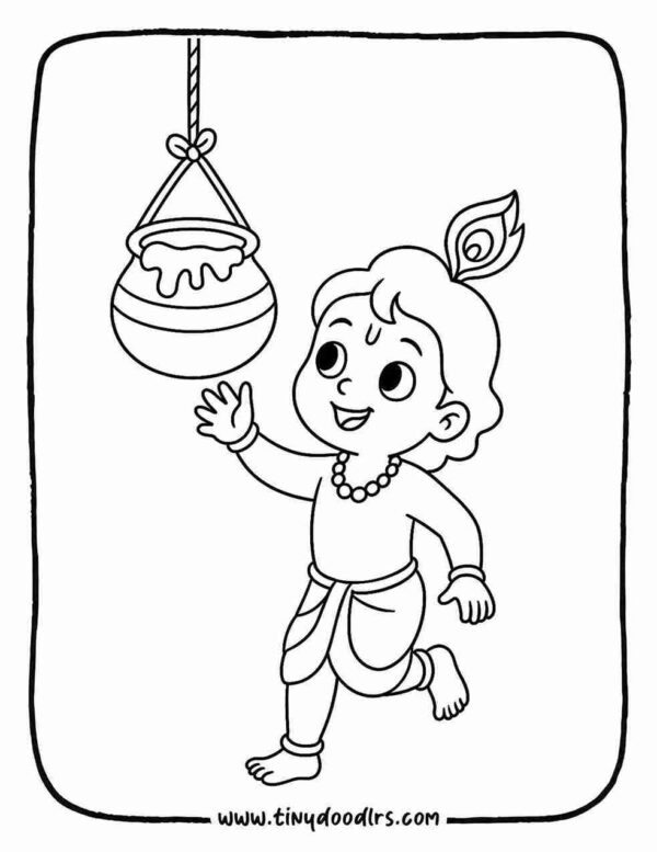 20+ Adorable Little Krishna Drawing Ideas With Printable Coloring Pages