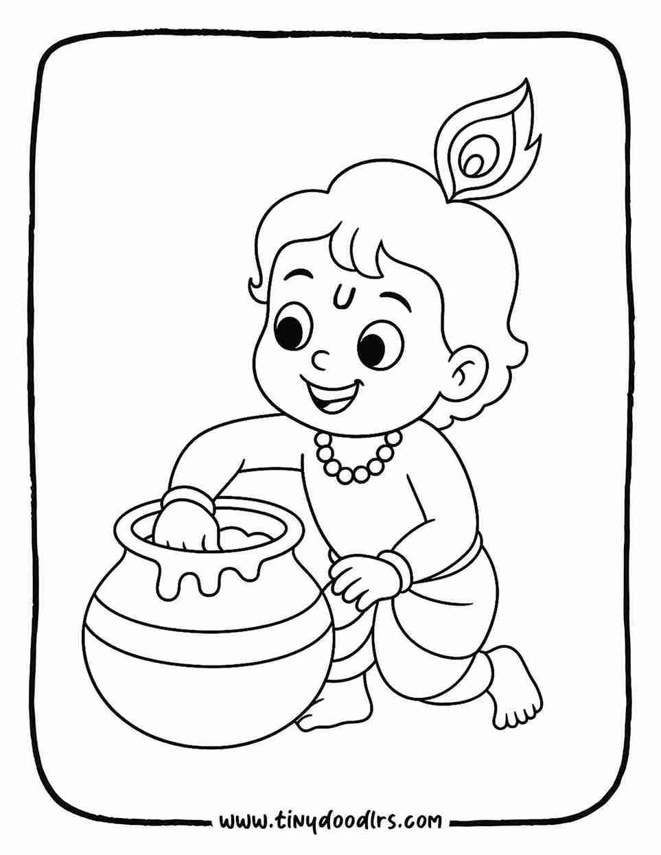 20+ Adorable Little Krishna Drawing Ideas With Printable Coloring Pages