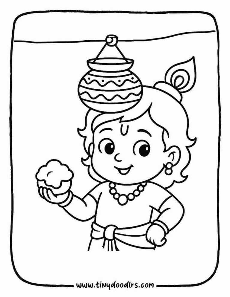 20+ Adorable Little Krishna Drawing Ideas With Printable Coloring Pages