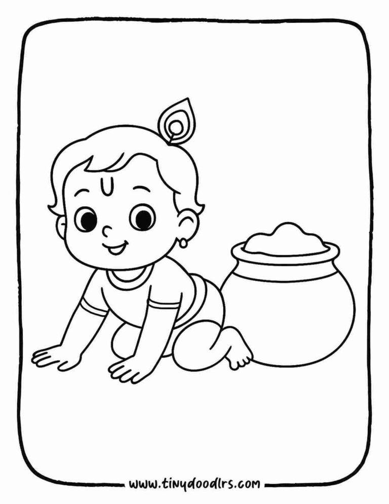 20+ Adorable Little Krishna Drawing Ideas With Printable Coloring Pages