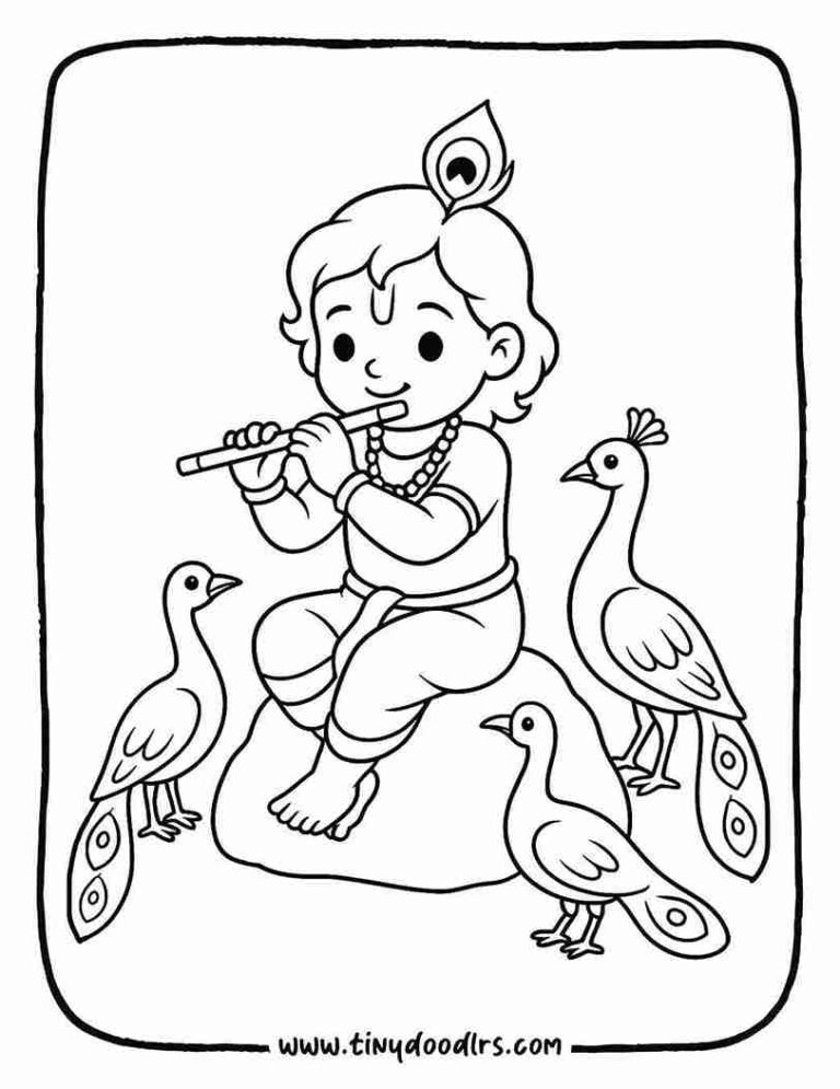 20+ Adorable Little Krishna Drawing Ideas With Printable Coloring Pages