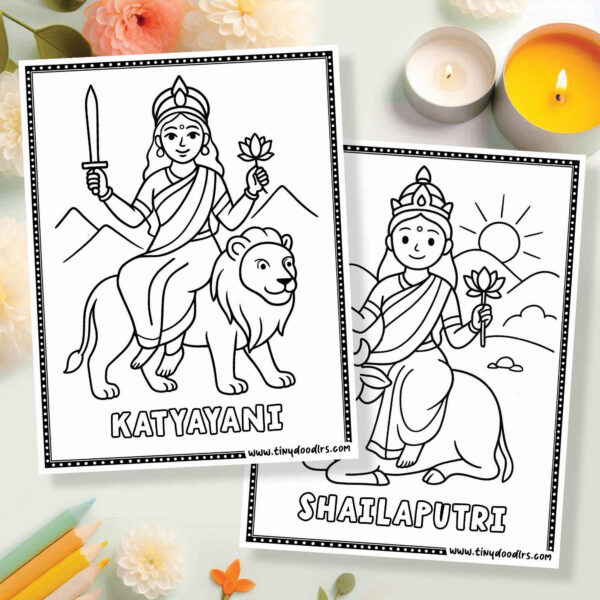 9 Must-try Durga Drawing Pages Easy To Color For Kids
