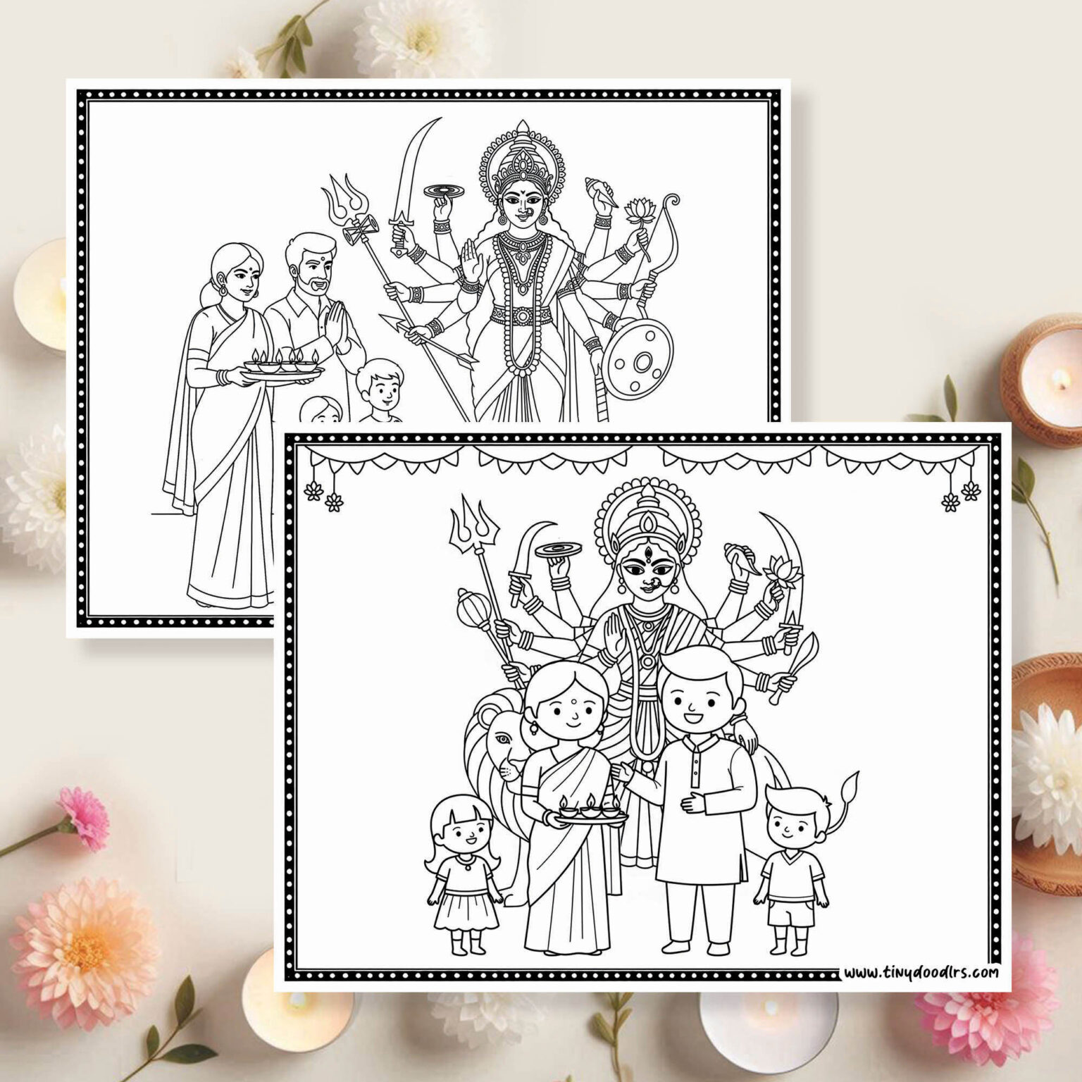 9 Must-try Durga Drawing Pages Easy To Color For Kids