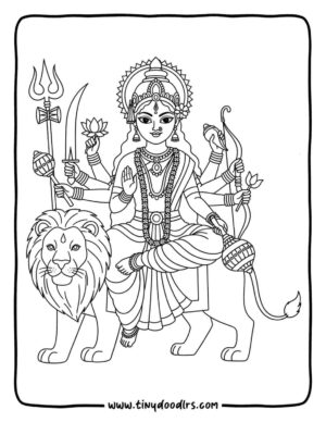 10+ Beautiful Drawing Of Goddess Durga Coloring Pages