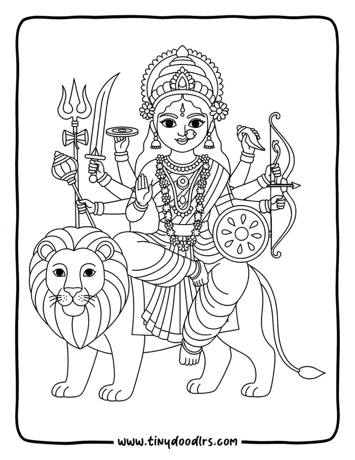 10+ Beautiful Drawing Of Goddess Durga Coloring Pages