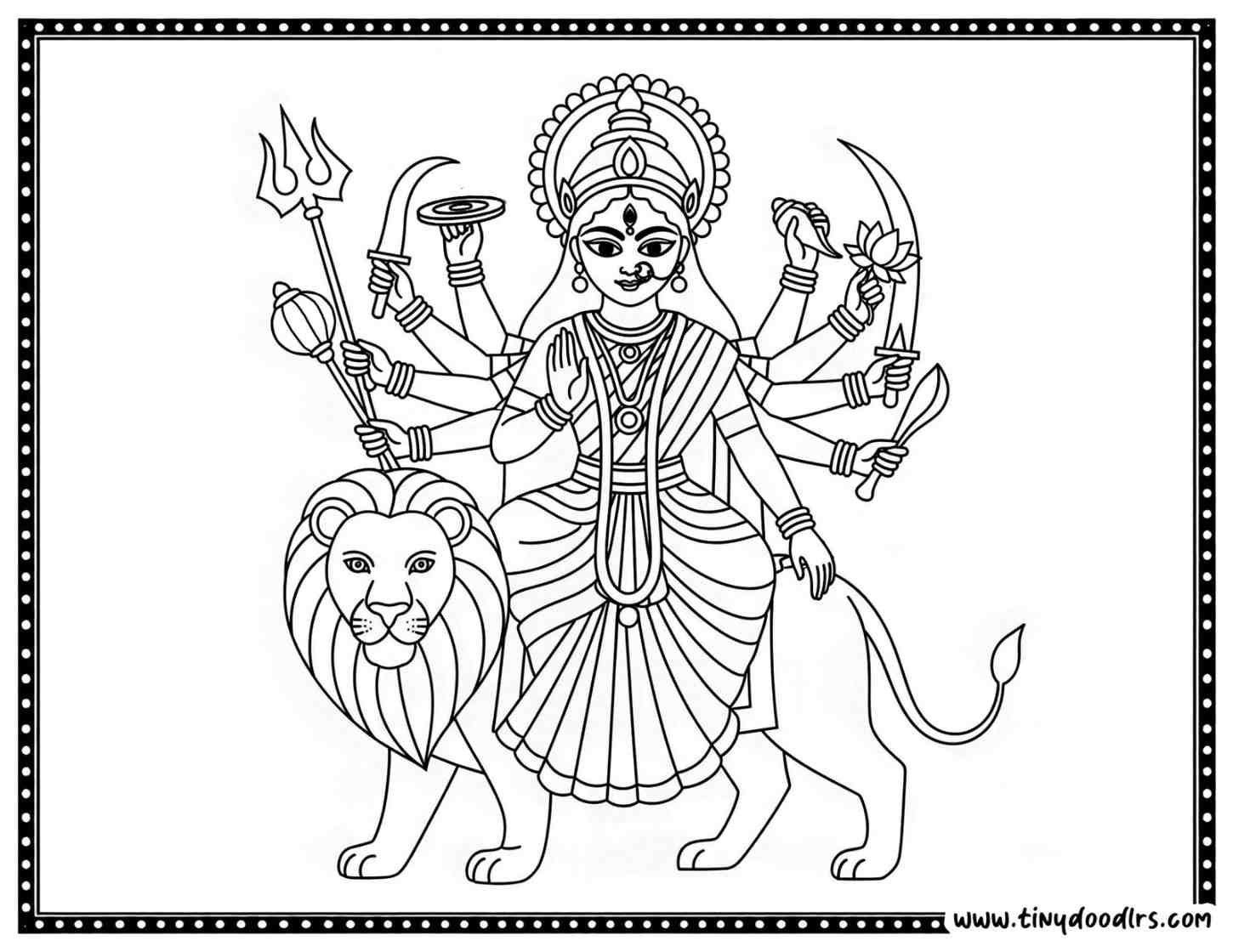 10+ Beautiful Drawing Of Goddess Durga Coloring Pages