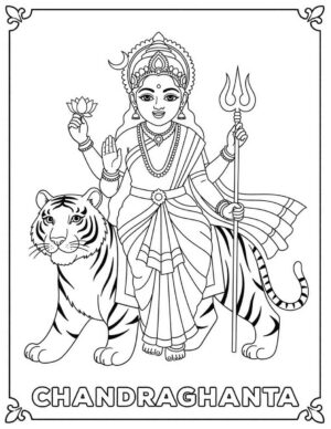 9 Beautiful Forms Of Maa Durga Drawing Pages Free Printable