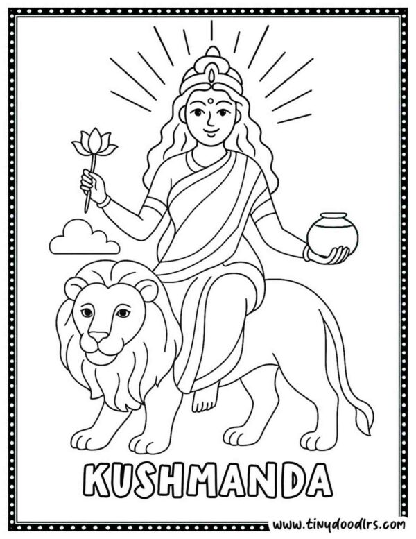 9 Must-try Durga Drawing Pages Easy To Color For Kids
