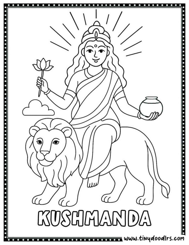 9 Must-try Durga Drawing Pages Easy To Color For Kids