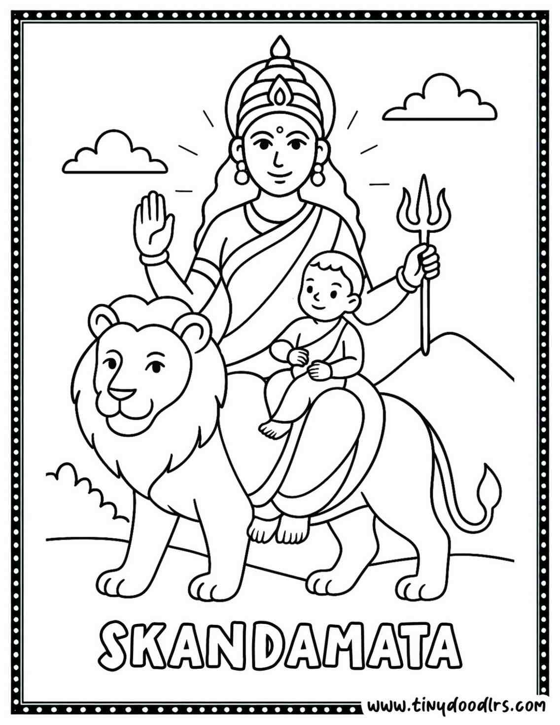 9 Must-try Durga Drawing Pages Easy To Color For Kids