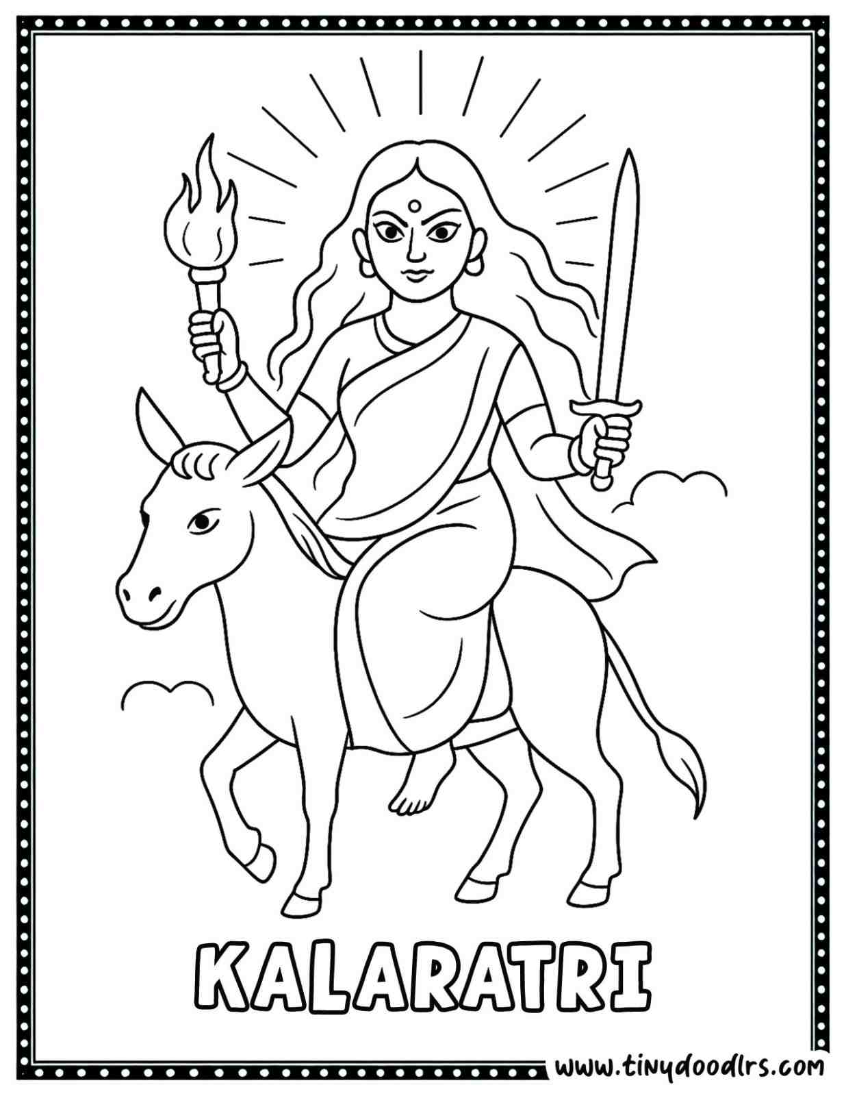 9 Must-try Durga Drawing Pages Easy To Color For Kids