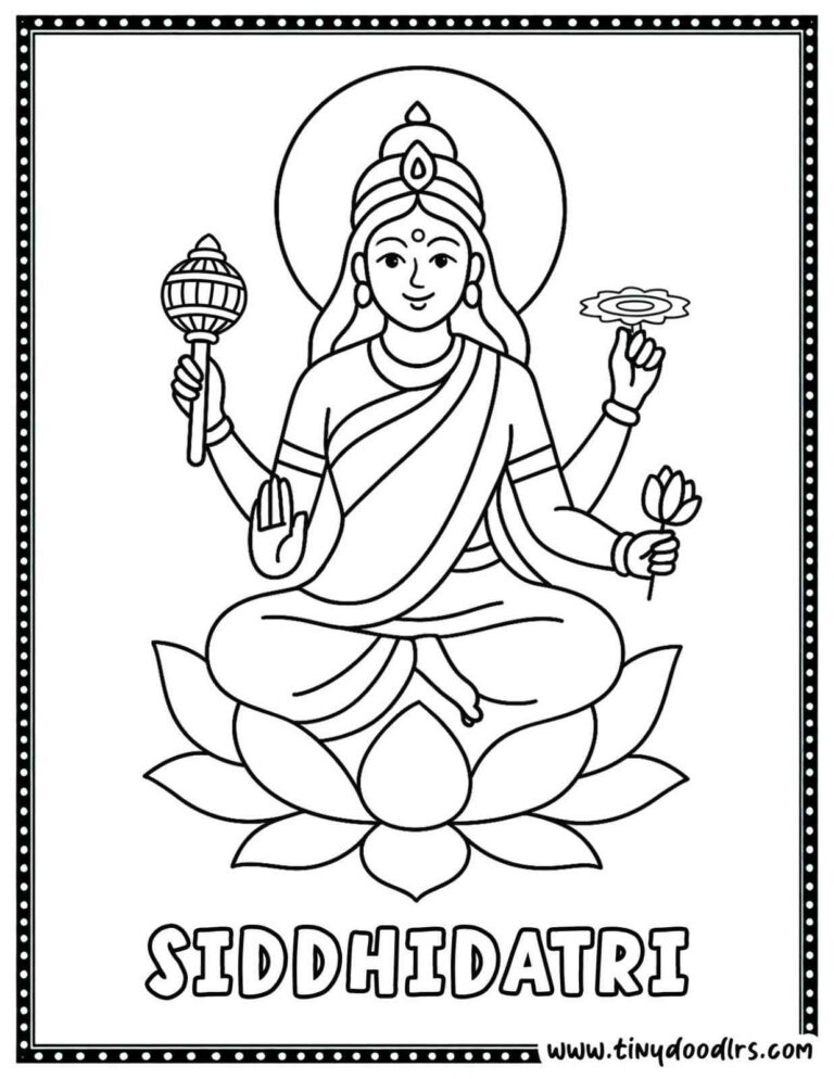 9 Must-try Durga Drawing Pages Easy To Color For Kids