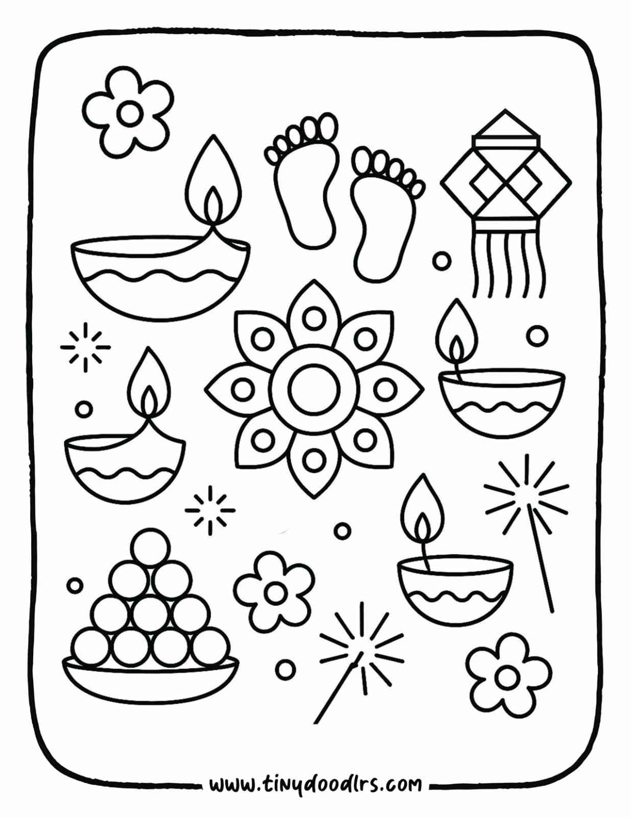 25 Beautiful Diwali Festival Drawing And Coloring Pages